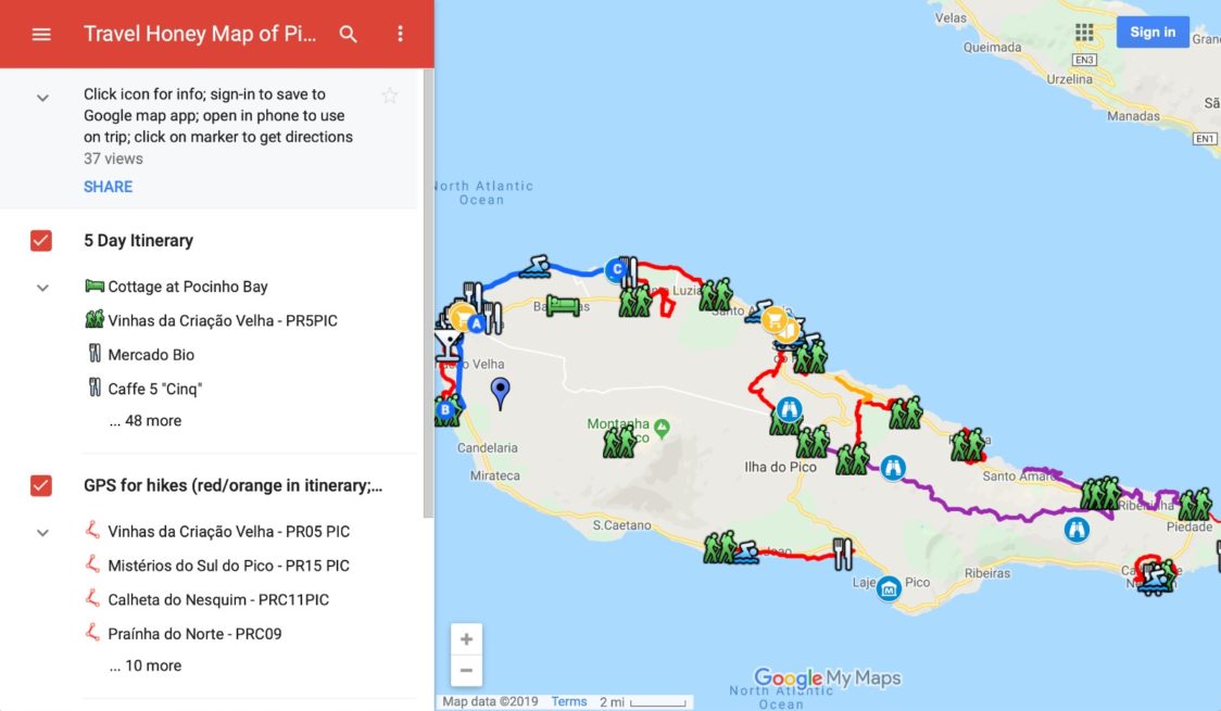 Screen Shot of Pico Map - Travel Honey